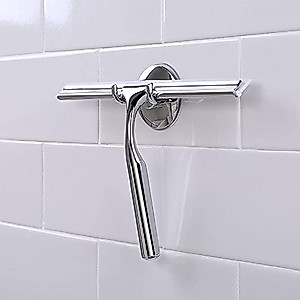 Shower Squeegee with Suction Storage Hook, 10 Inch Squeegee for Shower Glass Door