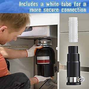 Dishwasher Drain Hose Adapter Compatible with Insinkerator Garbage Disposals, Dishwasher Hose Connector Include 1 Inlet Connector, 1 Hose Clamp and 3 Spring Clamps (1 Set)