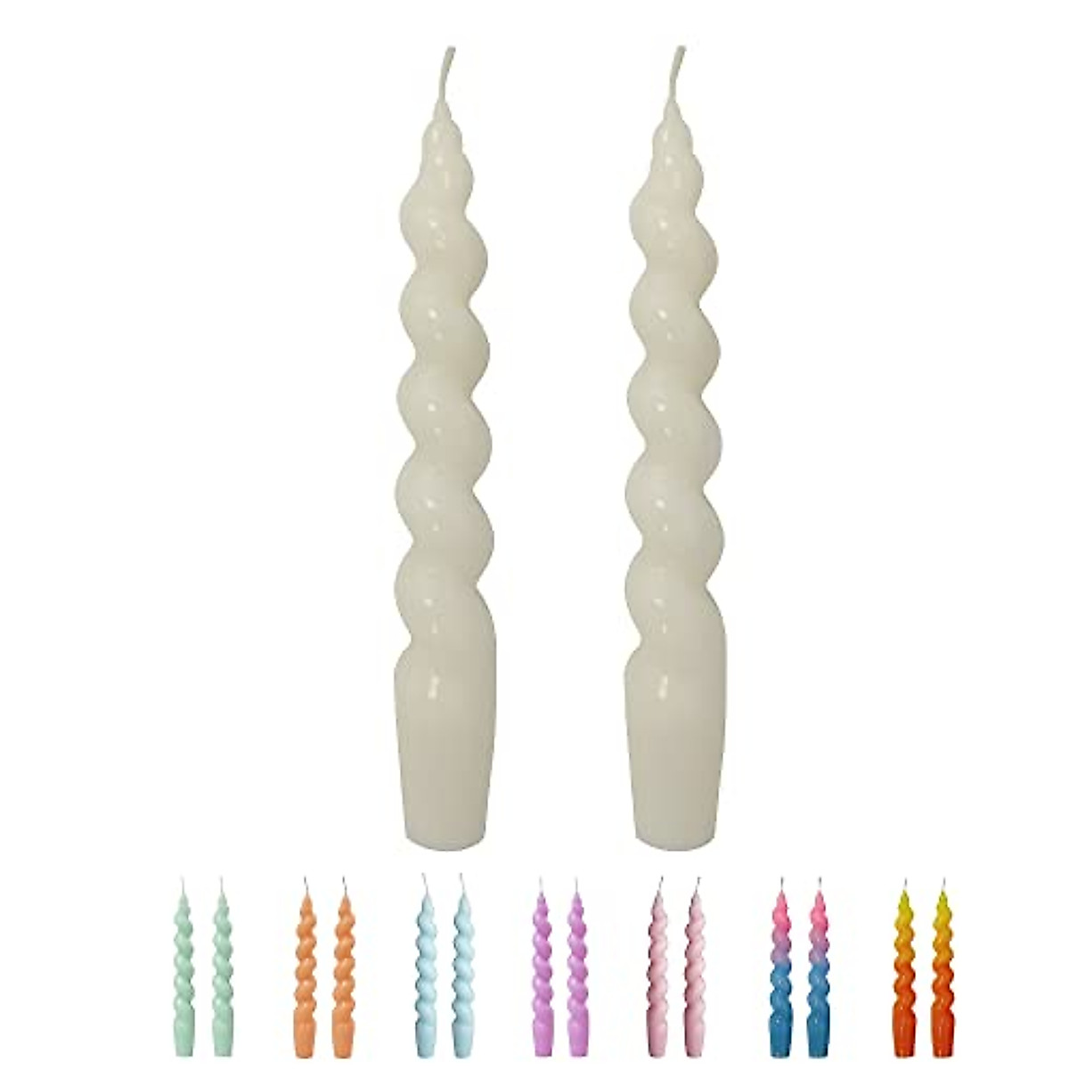 Gedengni Spiral Taper Dinner Candles Conical Stick Candles H 19 cm for Holiday Wedding Party,Beige