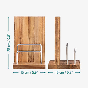 Navaris Knife Block and Cutting Board Holder - Magnetic Knife Block without Knives - Acacia Wood Stand for Kitchen Counter - Space Saving Storage