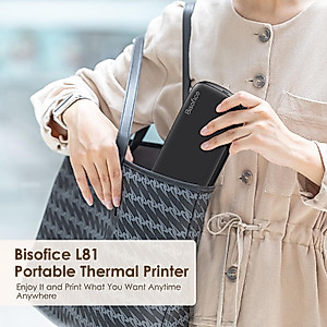Bisofice A4 Portable Thermal Printer Wireless&USB 2"/3"/4"/8"/8.5" US Letter for Office School, with a Roll Paper Compatible with Win/Mac System Inkless Printing PDF File Webpage Documents (Black)