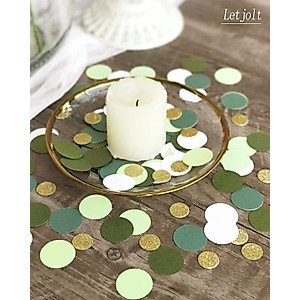 Green Confetti Golden Greenery Glitter Paper Scatter Table Decoration Surprise Craft Supplies Birthday Party Bridal Baby Shower Party Wedding Gift Circle Dots Decor 200 Pcs