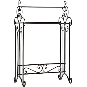 Free Standing Towel Rack 3 Bar Metal Towel Rack Stand Organizer for Bathroom,Bedroom,Laundry Room,Kitchen,Pool, Retro Black