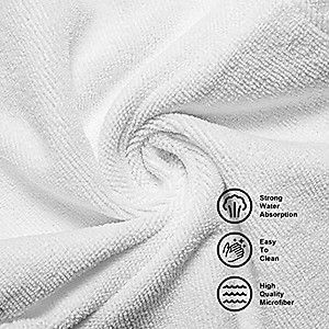 CARTMAN 14 x 14 Inch, 30 Pack, 280GSM Microfiber Cleaning Cloths, Non-Abrasive, Reusable and Washable, All Purpose Cleaning Towels for Household, Car Washing, Drying & Auto Detailing, White