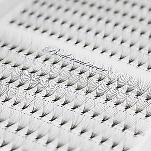 Dedila Short Stem Nature Long 10D Premade Fans Dramatic Volume Eye Lashes Extensions Thickness 0.07mm D Curl Soft and Light Weight Individual False Eyelashes Cluster (12MM)