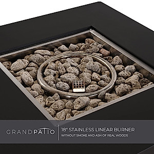 Grand Patio Outdoor Gas Fire Pit Table 30-Inch Square Propane Gas Fire Pit CSA Safety Approved 50000BTU with Steel Tabletop, Removable Lid, and Lava Rock for Garden, Backyard, and Deck Parties
