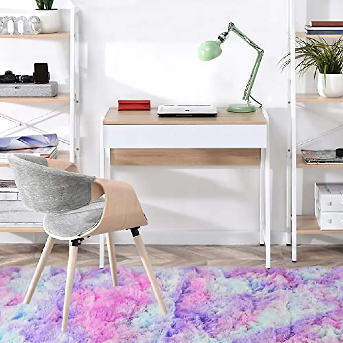 A Nice Night Shaggy Fluffy Faux Fur Area Rug,Soft, Luxurious Shag Carpet Rugs for Nursery Rug, Bedroom, Living Room, Luxury Bed Side Plush Carpets, Rectangle (Blue Purple, 5' x 7')