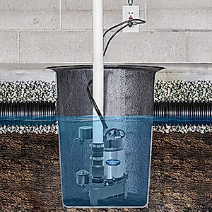 Superior Pump 92571 1/2 HP Stainless Steel and Cast Iron Sump Pump with Vertical Switch, .5 hp