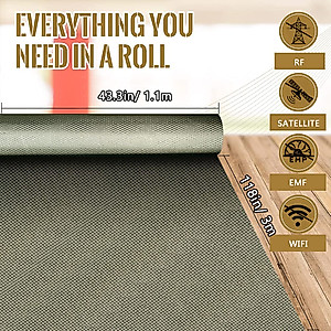 Fara day Fabric 43.3in * 118in, Conductive Fabric Made from Copper and Nickle Fara day Fabric, Military Grade Material DIY for Protection from Bad