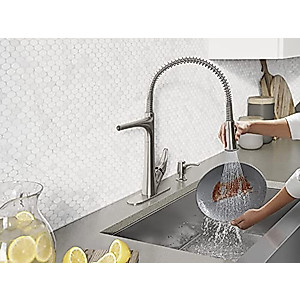 KOHLER R27459-SD-VS Lilyfield Commercial Style Pre-Rinse Single-Handle Semi-Professional Kitchen Sink Faucet, Vibrant Stainless