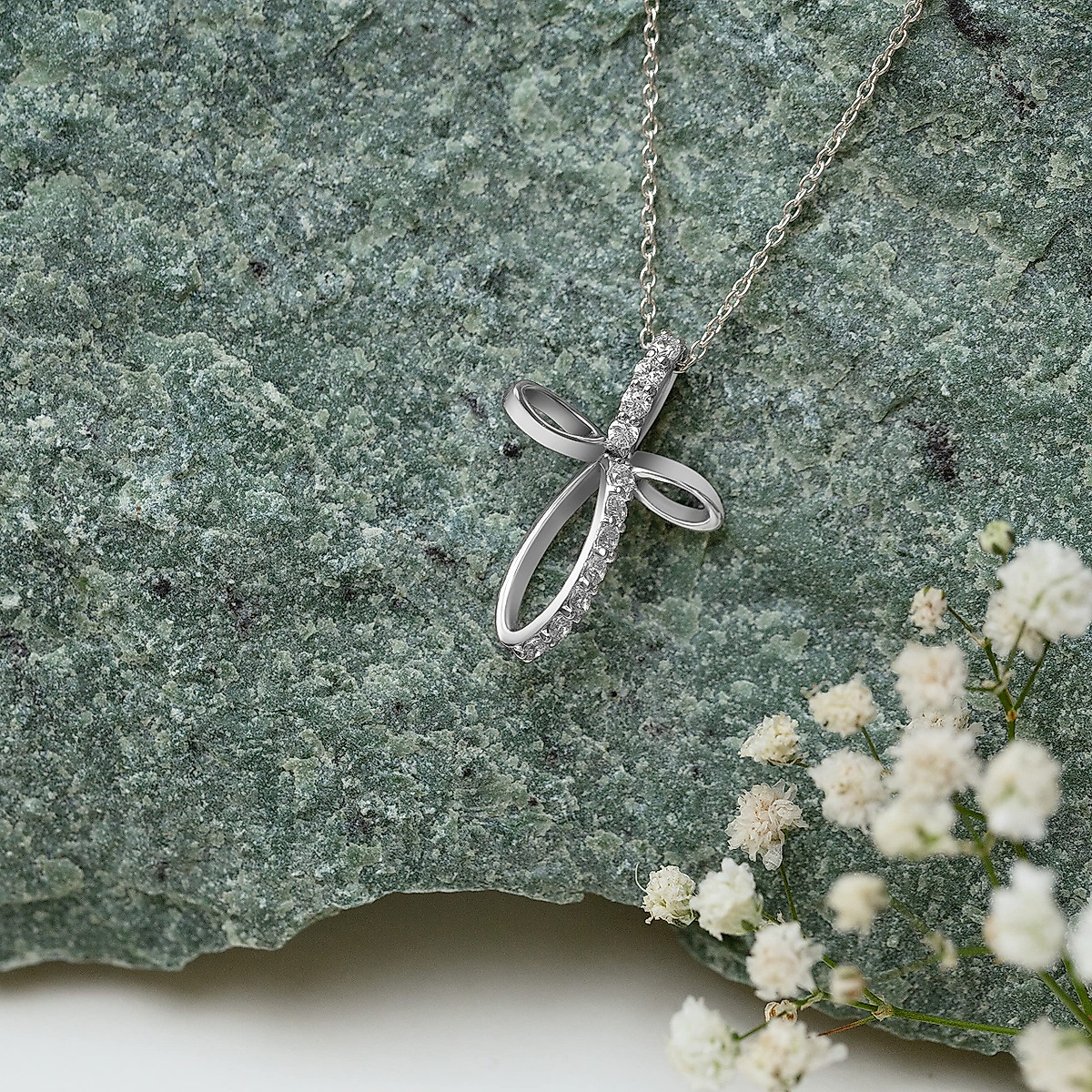 Verozi 925 Sterling Silver Infinity Cross Necklace for Women, Cubic Zirconia AAAAA Pendant Necklaces, Fine Jewelry Gifts for Women, 18'' Chain