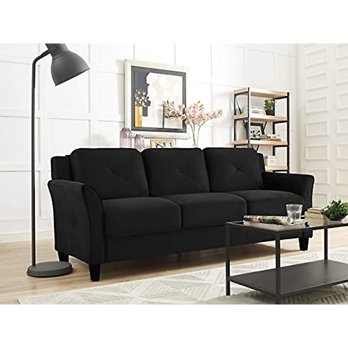 Lifestyle Solutions HRFKS3BK Grayson Sofa, 78.7" W x 31.5" D x 32.7" H, Black