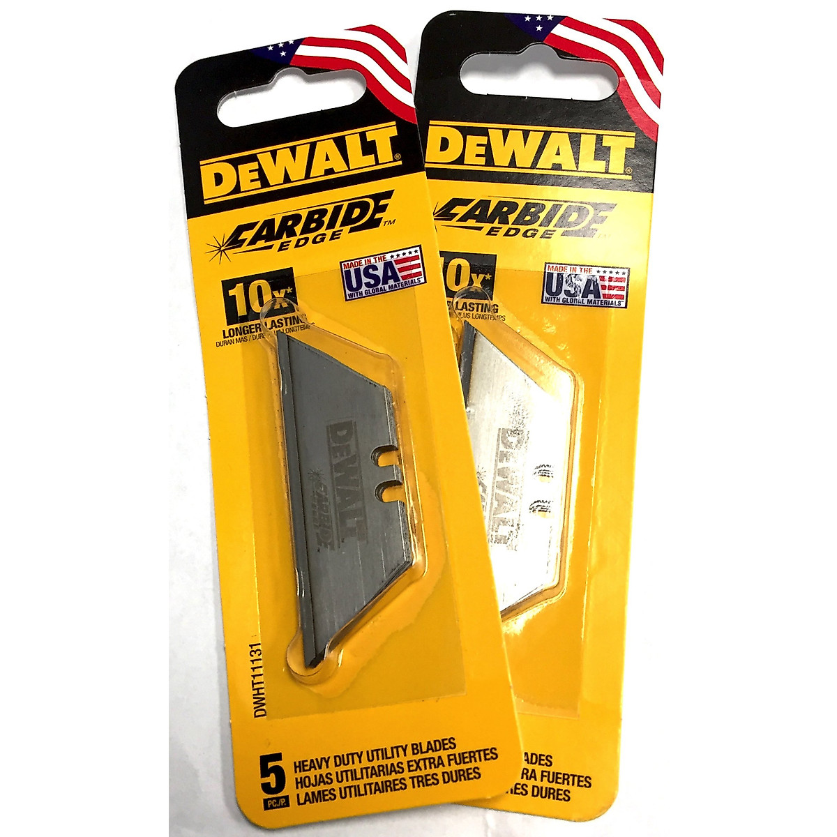 DeWalt Carbide Edge Utility Knife Blade - Last 10x Longer (10-Pack)