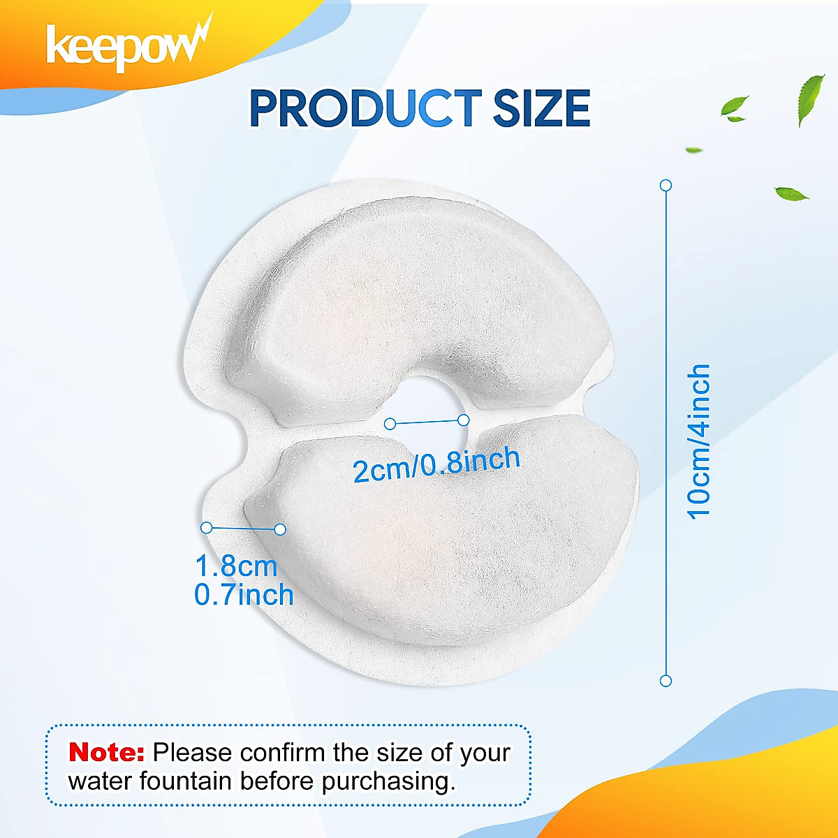 KEEPOW Pet Fountain Filter Replacement for 67oz/2L & 84oz/2.5L - 6 Pack Cat Fountain Filter Compatible With Plastic & Stainless Steel