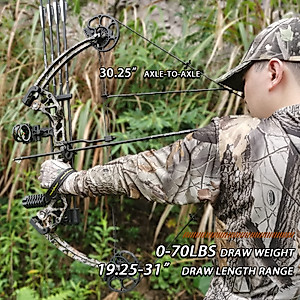 Lanneret Compound Bow and Archery Sets - Right Hand Archery Compound Bows 0 - 70 lbs Draw Weight Adjustable for Adults and Beginners，Hunting Bow Kit for Beginner Black