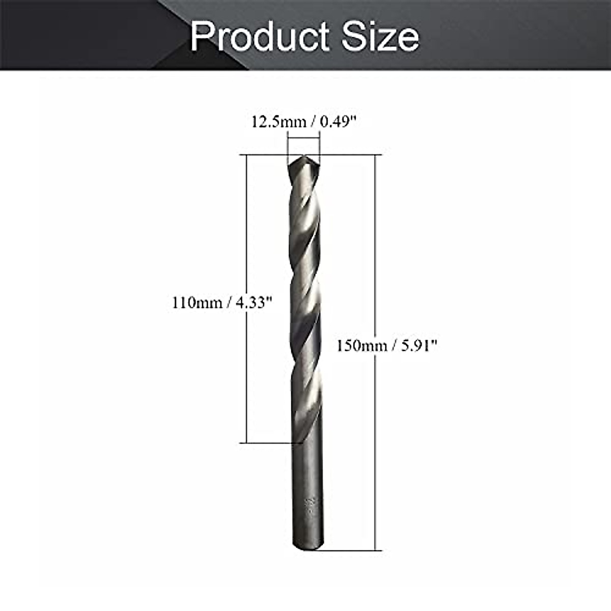 Utoolmart High-Speed Steel Twist Drill Bit, Jobber Length Twist Drill Bits, 12.5mm HSS-4241 Twist Drill Bit Set for Steel Aluminum Alloy 1Pcs