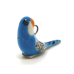 SSJSHOP Macaw Bird Micro Tiny Dollhouse Figurines Ceramic Hand Painted Animals Collectible Small Gift Home Garden Decor (Blue Pendent)