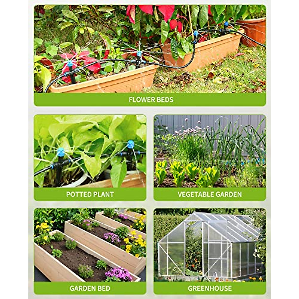 HIRALIY 59FT Garden Watering System, Drip Irrigation Kits for Plants, New Quick Connector, Blank Distribution Tubing, Saving Water Automatic Irrigation Equipment for Patio Lawn