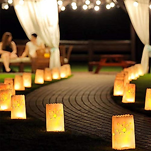 PChero 12pcs Luminary Bags, Ideal for Electric LED Votive Tealight Candles Holder, Fire Retardant Paper Lantern Bag for Wedding Party Thanksgiving Christmas Valentines Decoration