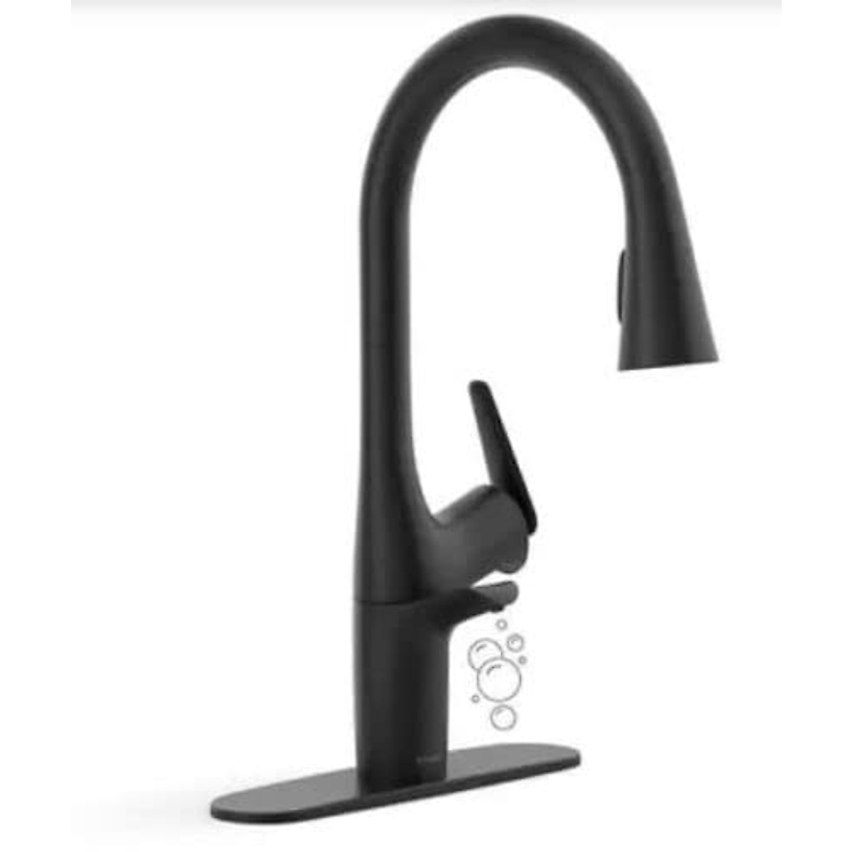 Kohler Safia 1-Handle Pull Down Sprayer Kitchen Faucet with Integrated Soap Dispenser in Matte Black