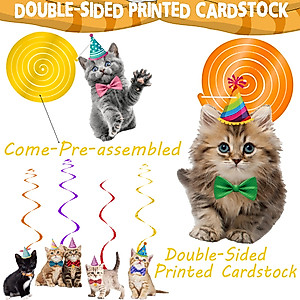 20Pcs Cat Hanging Swirls Decorations Cat Kitten Birthday Party Decorations Baby Cat Swirl Decorations for Cat Lover Kids Pet Cat Theme Birthday Party Pet Adoption Party Supplies