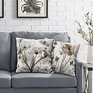 Qesonoo Flower Throw Pillow Covers 18x18 Set of 2, Flowers Pillow Cushion Cases, Modern Decorative Square Pillowcases for Sofa Couch Bedroom Living Room Car