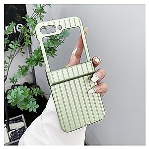 Phone case for Galaxy Z Flip 5 5G Flip5 Protection Foldable Shockproof Cover (Color : Green, Size : for Samsung Z Flip5)