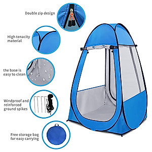 Single Pop Up Tent Pods Sports Fishing, Clear Rainproof Windproof Beach Tent for Wind and Rain in Chilly Weather，Lightweight and Sturdy, Easy Set Up, Outdoor Foldable (Pale Blue)