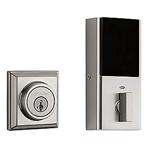 Kwikset 99140-132 Signature Series 2nd Gen Square Smart Lock Featuring SmartKey Security and Home Connect Technology Contemporary Z-Wave Plus Deadbolt, Satin Nickel