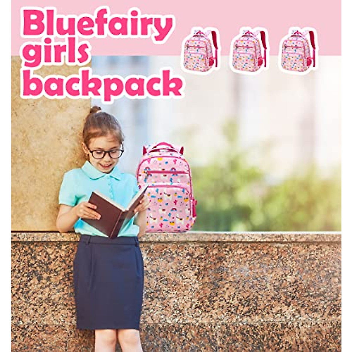 BLUEFAIRY Llama Toddler Backpack Kindergarten Preschool Backpack Cute Bag for Kids Fruits Cactus Bookbags Lightweight Carry Bag for Girls Animals Alpaca Gifts 2-4 3-5