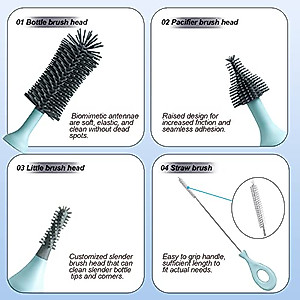 winforhour Electric Baby Bottle Brush with Electric Bottle Cleaner Set and Straw Brush,Suitable for Kitchen Brush and Baby Bottles,USB Rechargeable.(Blue)