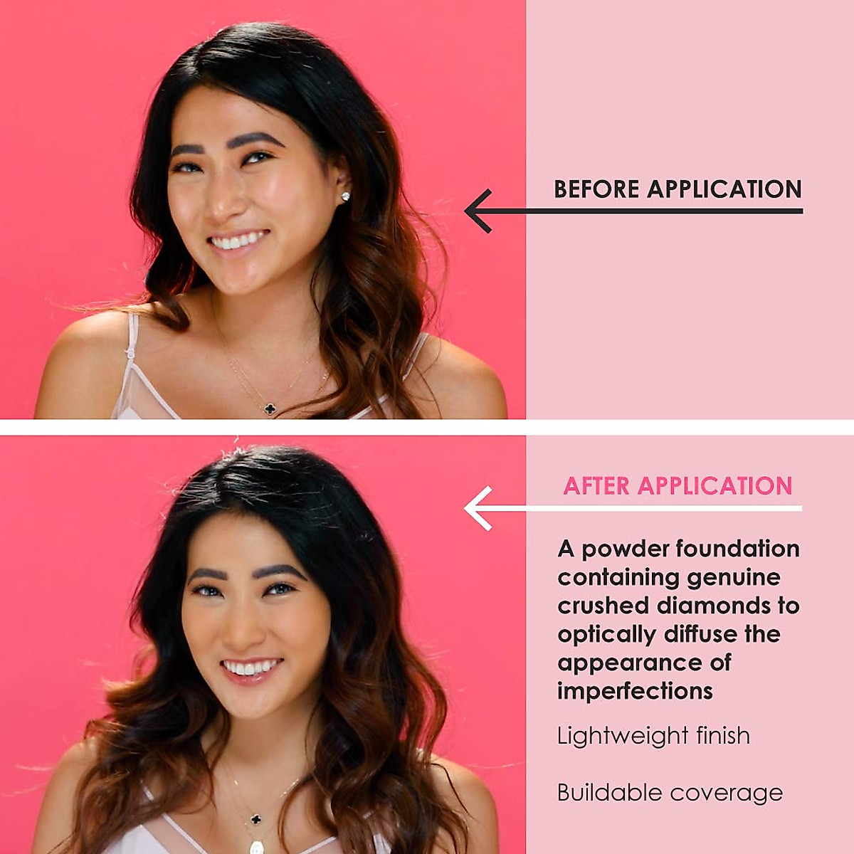 Winky Lux Diamond Complexion Powder, Compressed Matte Foundation With Powdered Diamonds for Flawless Airbrush Effect, Blurs Pores and Fine Lines, 8g, Light