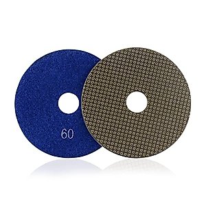 4" Electroplated Diamond Polishing Pads 60 Grit - Wet Dry Sanding Tile Stone Marble Granite Concrete Ceramics Glass