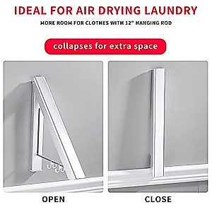 Dr.DJ Retractable Clothes Rack Wall Mounted Clothes Hanger - Foldable Clothes Drying Rack Wall Mount Coat Hangers for Laundry Indoor, Aluminium (1 Rack, Silver)