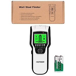 Stud Finder Wall Scanner 5 in 1 Upgraded Electronic Wall Scanner with Battery for Wood Metal and AC Wire Detection,HD LCD Display and Audio Alarm