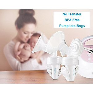 Papablic Breastmilk Storage Bag Adapters for Spectra S1 S2, Avent Comfort Wide Mouth Flanges to Pump into Lansinoh, NUK breastmilk Storage Bag