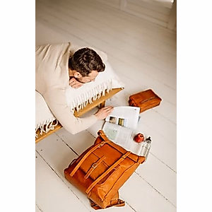 LOOKIT Vintage Leather Backpack Leeds, Large Waterproof Bookbag for Men and Women - Brown (Brown M) (XL)