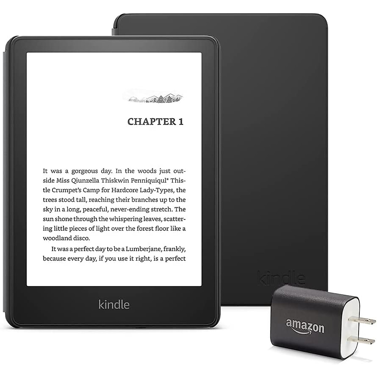 Kindle Paperwhite Kids Essentials Bundle Including Kindle Kids Device - (8 GB), Kids Cover - Black, Power Adapter, and Screen Protector