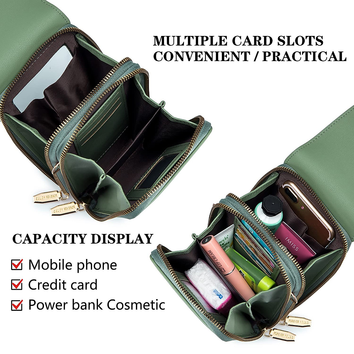 Roulens Small Crossbody Cell Phone Purse for Women, Touch Screen Bag Shoulder Handbag Wallet with Credit Card Slots