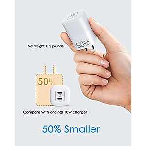 50W USB C Wall Charger, 2-Port GaN III Type C Charger, PPS 48W Fast Charging Block for iPhone 14/14 Plus/14 Pro/14 Pro Max/13/12/11, Galaxy, Pixel, iPad/iPad Mini and Laptops(Cable Not Included)