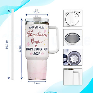 Hyturtle Personalized Tumbler Class Of 2025 - Graduation Drinking Gifts For Her - Grad Inspirational Gifts For Graduate College School Masters Degree - Stainless Steel Travel Coffee Cup 40oz With Lid