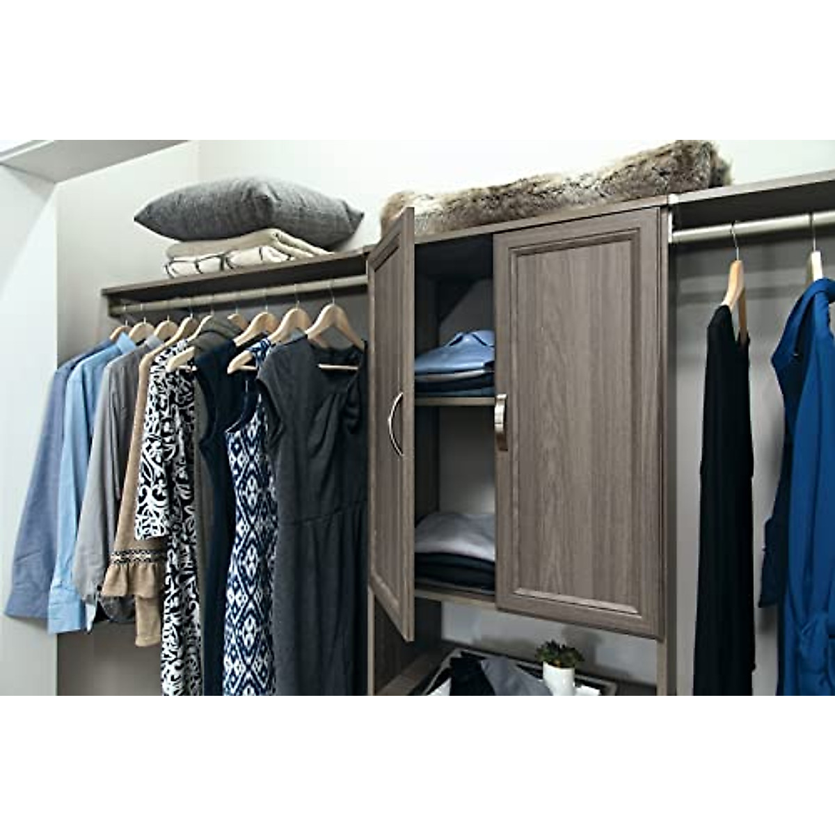 ClosetMaid SuiteSymphony Wood Closet Door Set Pair, Add On Accessory, Shaker Style, for Storage Clothes, for 25 in. Units, Graphite Grey/Satin Nickel