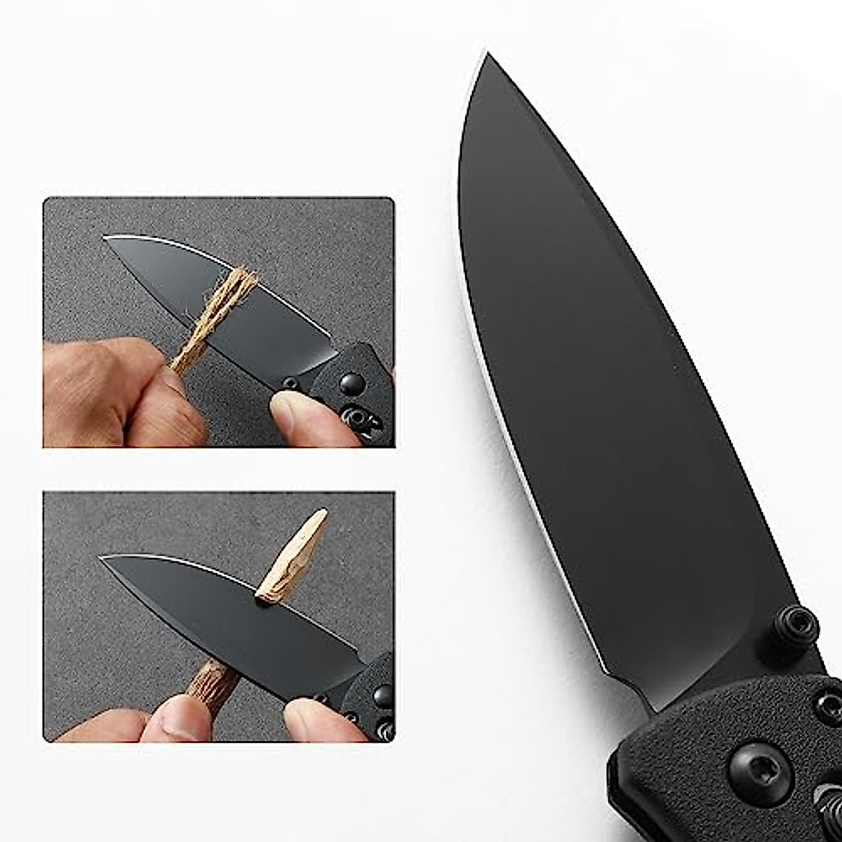 folding knives EDC for men,7.4Men's manual pulley opening，8Cr13MoV Blade，Reinforced nylon fiber shank，folding knife with clip，Camping, wild fishing, good partner (black)