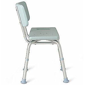 Medline Shower Chair Bath Bench with Back, Supports up to 300 lb, Infused with Microban Antimicrobial Protection, Light Blue