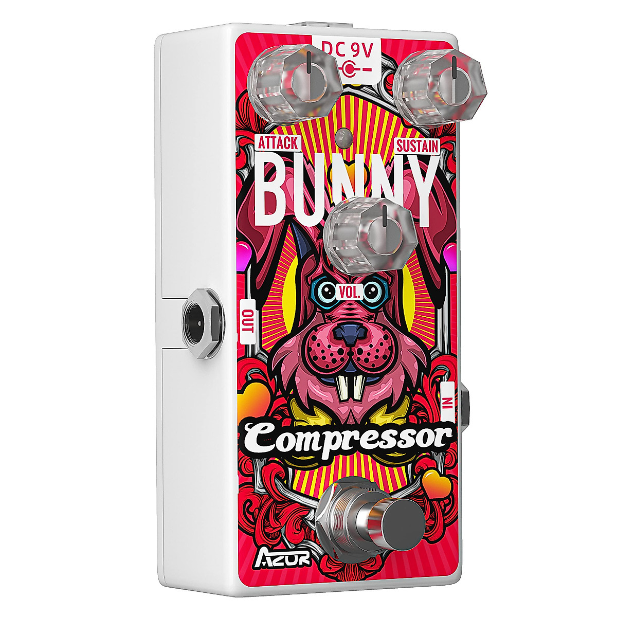 AZOR Compressor Pedal Bunny Low Noise Compression Guitar Effect Pedal for Electric Guitar & Bass True Bypass AP510