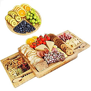 Vestaware Charcuterie Boards Gift Set, Large Charcuterie Board Set with Round Fruit Plate, Cheese Boards Charcuterie Boards - Wedding Gifts for Couple, Bridal Shower Gift, House Warming Gifts New Home