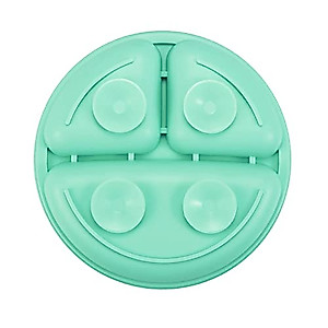 PandaEar Silicone Suction Plate for Baby| Divided Unbreakable Toddler Plate Baby Food Plate with Spoon and Fork, Non-Slip, Non-Toxic, BPA Free, Dishwasher and Microwave Safe (Green)