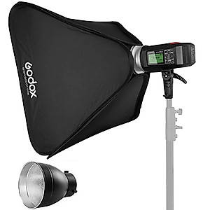 Godox AD600BM Outdoor Flash Strobe Light, 600Ws Bowens Mount Flash Monolight, 2.4G Wireless X System, GN87 1/8000 HSS Portable Lamp, with Godox AD-R6 Standard Reflector, 80cmX80cm /32"X32"Softbox