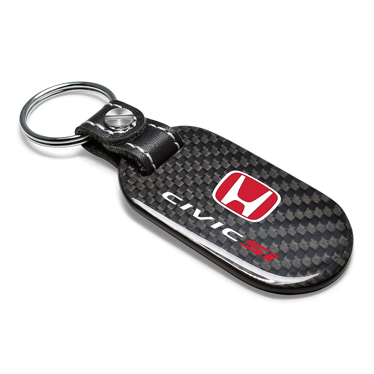 iPick Image Made for Honda Red Logo Civic Si 100% Real Black Carbon Fiber Tag Style Key Chain