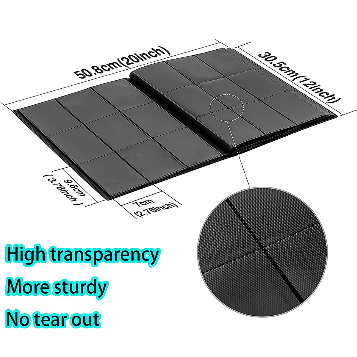 9 Pocket Trading Card Album ， Scrapbook ， Scrapbook Trading Cards Album Binder with 360 card capacity (black)